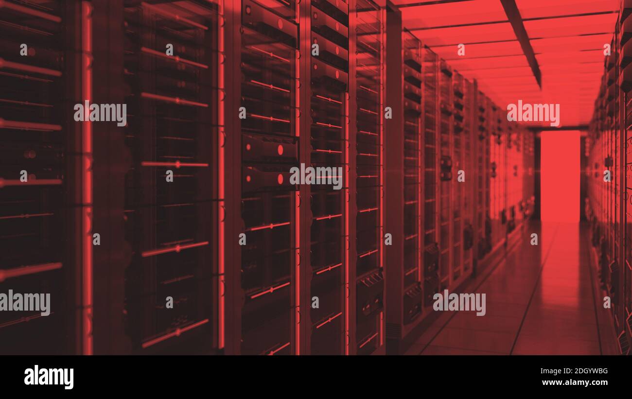 Data center red lights alert Stock Photo - Alamy