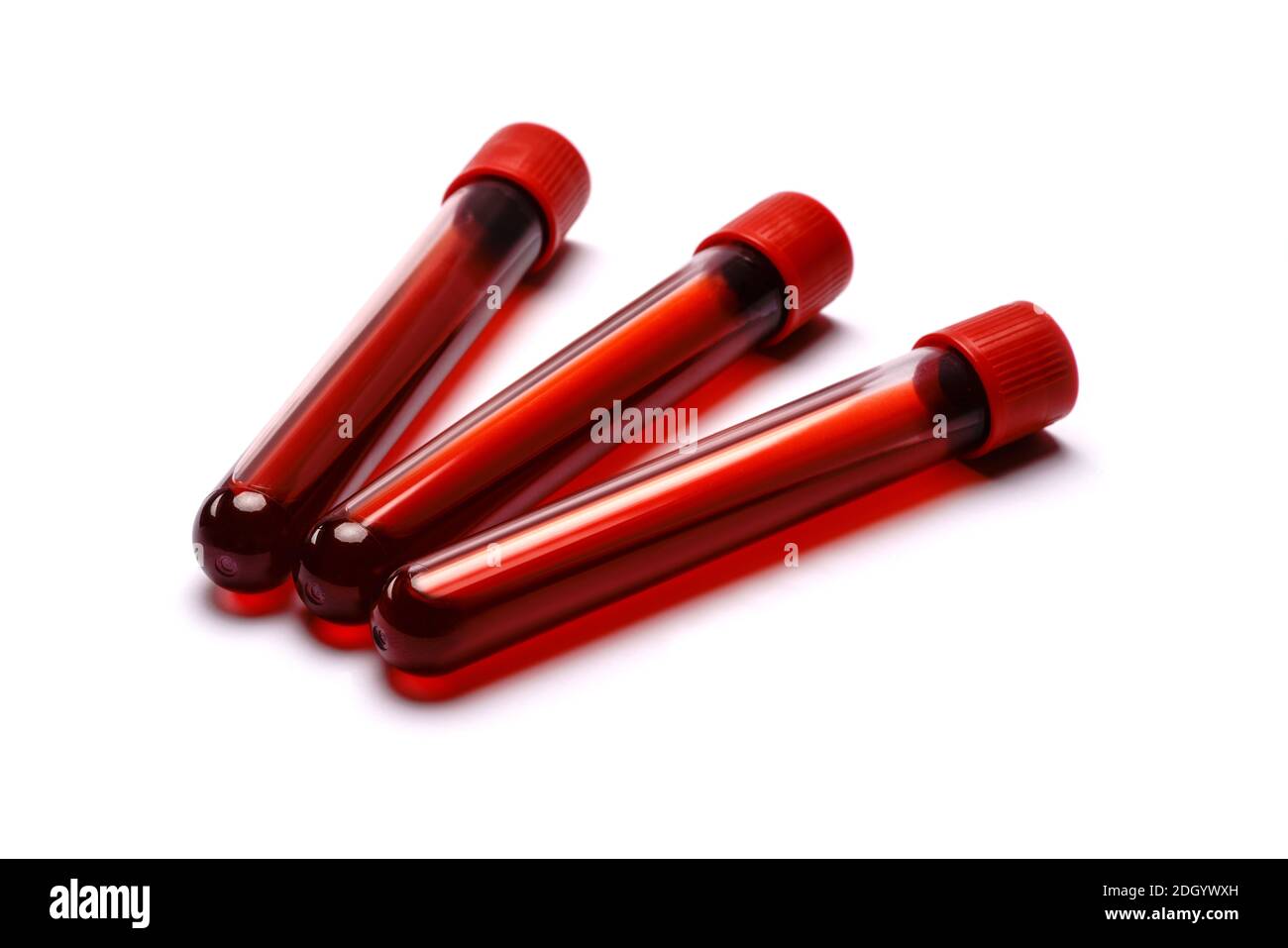 Test tube with red plug isolated on white background Stock Photo - Alamy