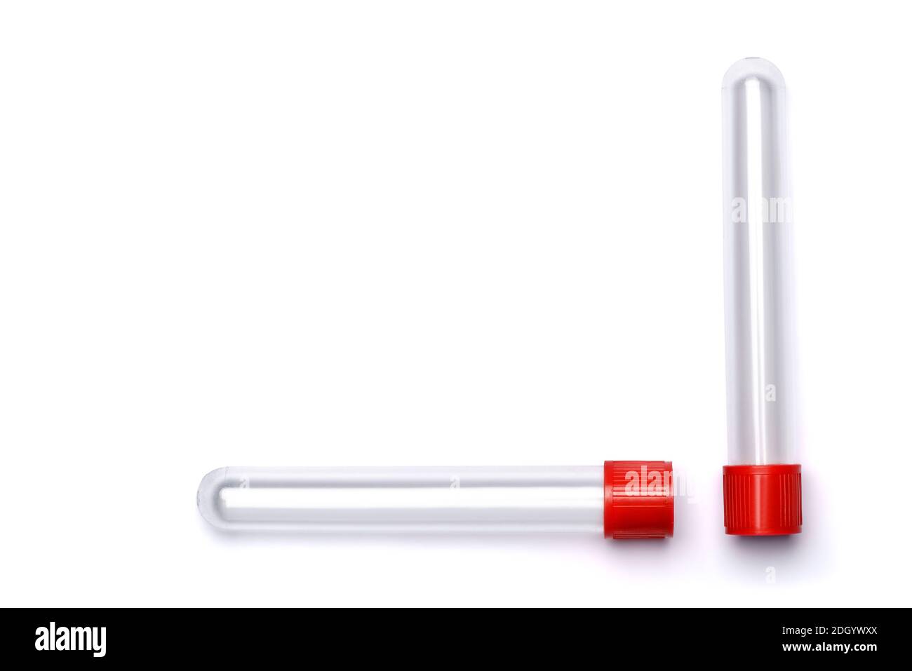 Test tube with red plug isolated on white background Stock Photo - Alamy