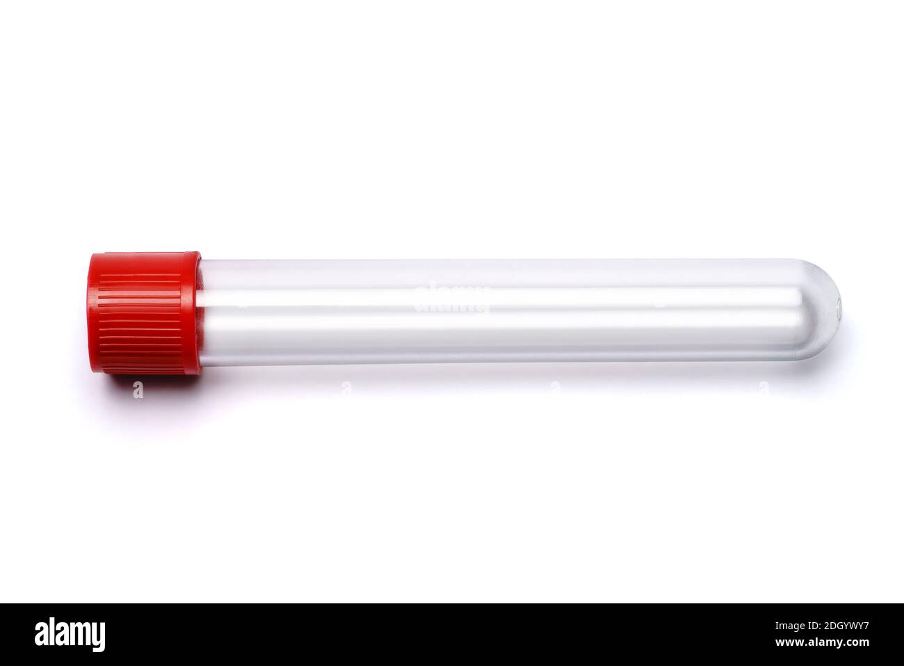 Test tube with red plug isolated on white background Stock Photo - Alamy