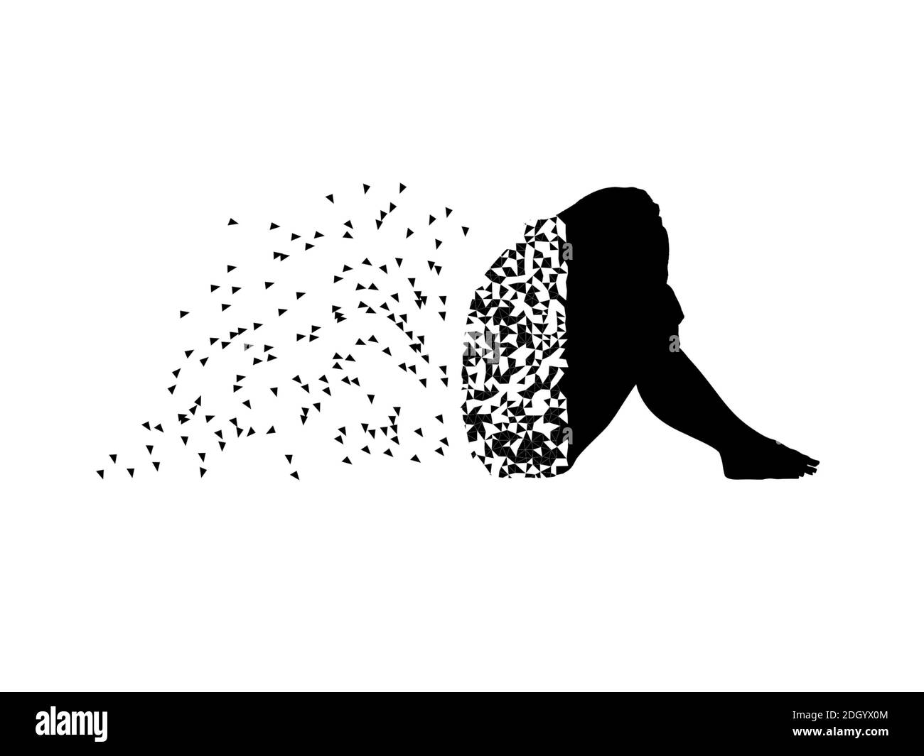 Human in depression on white background - 3d rendering Stock Photo - Alamy