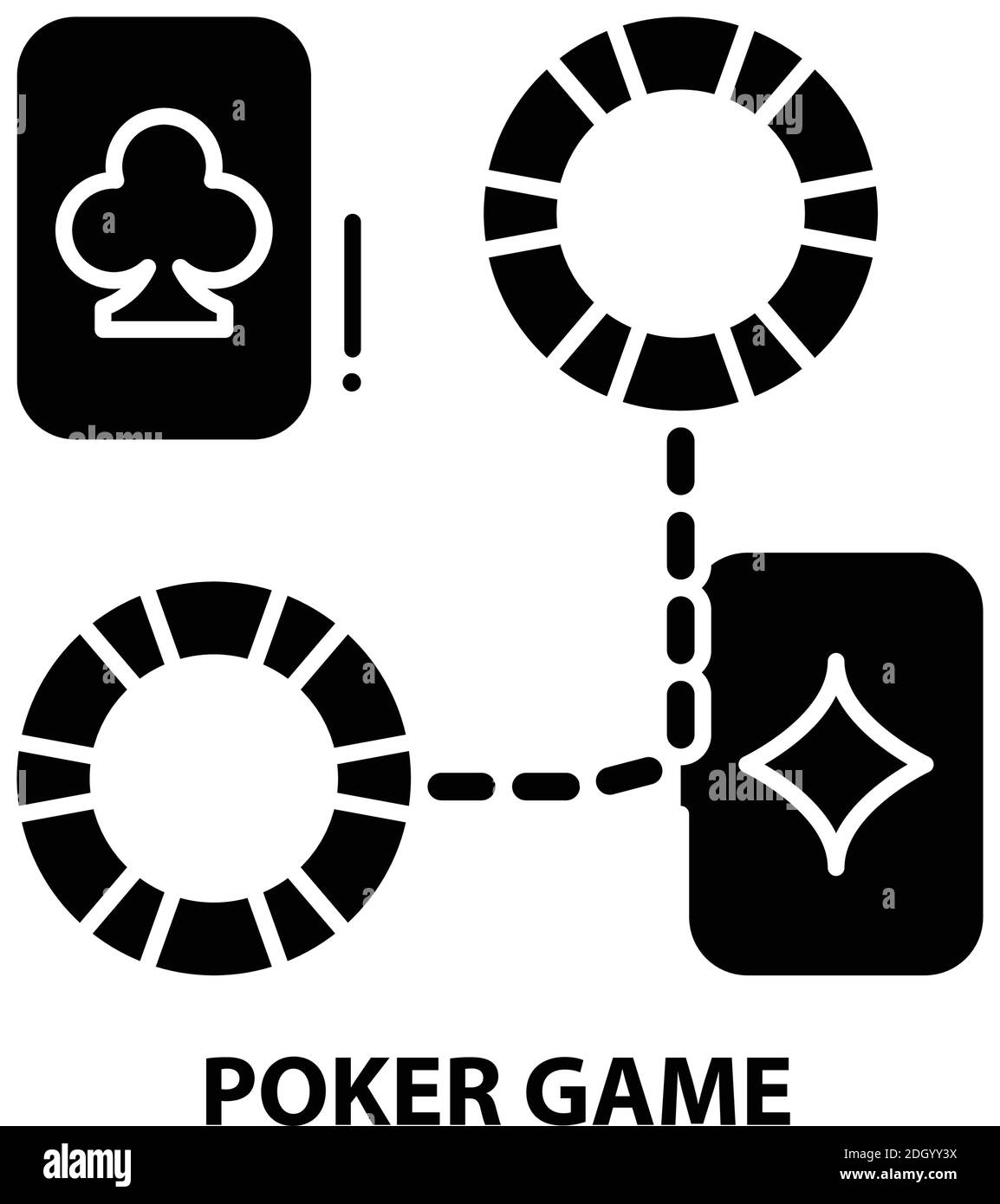 poker game icon, black vector sign with editable strokes, concept ...