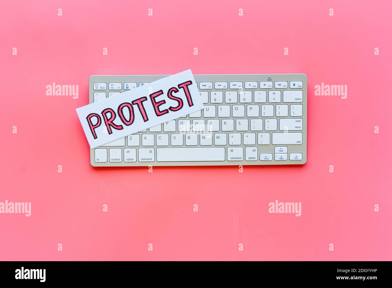 Protest online petition concept. Word Protest sign on the keyboard, top ...