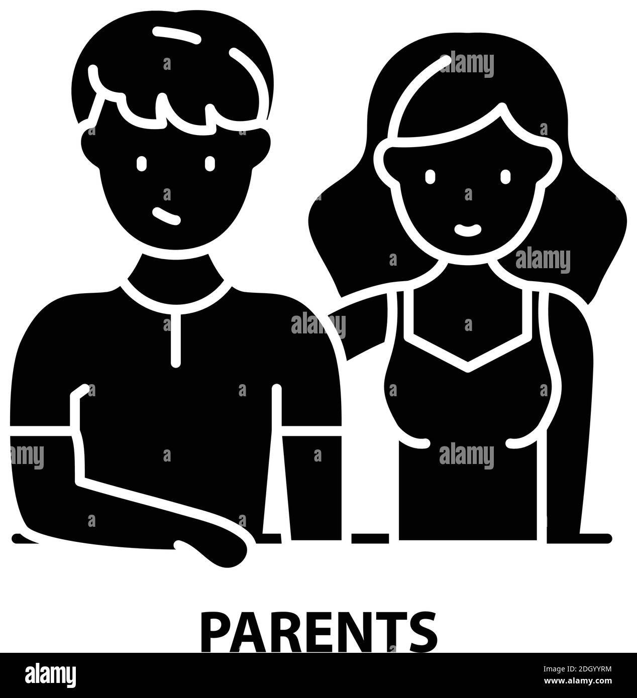 parents icon, black vector sign with editable strokes, concept ...