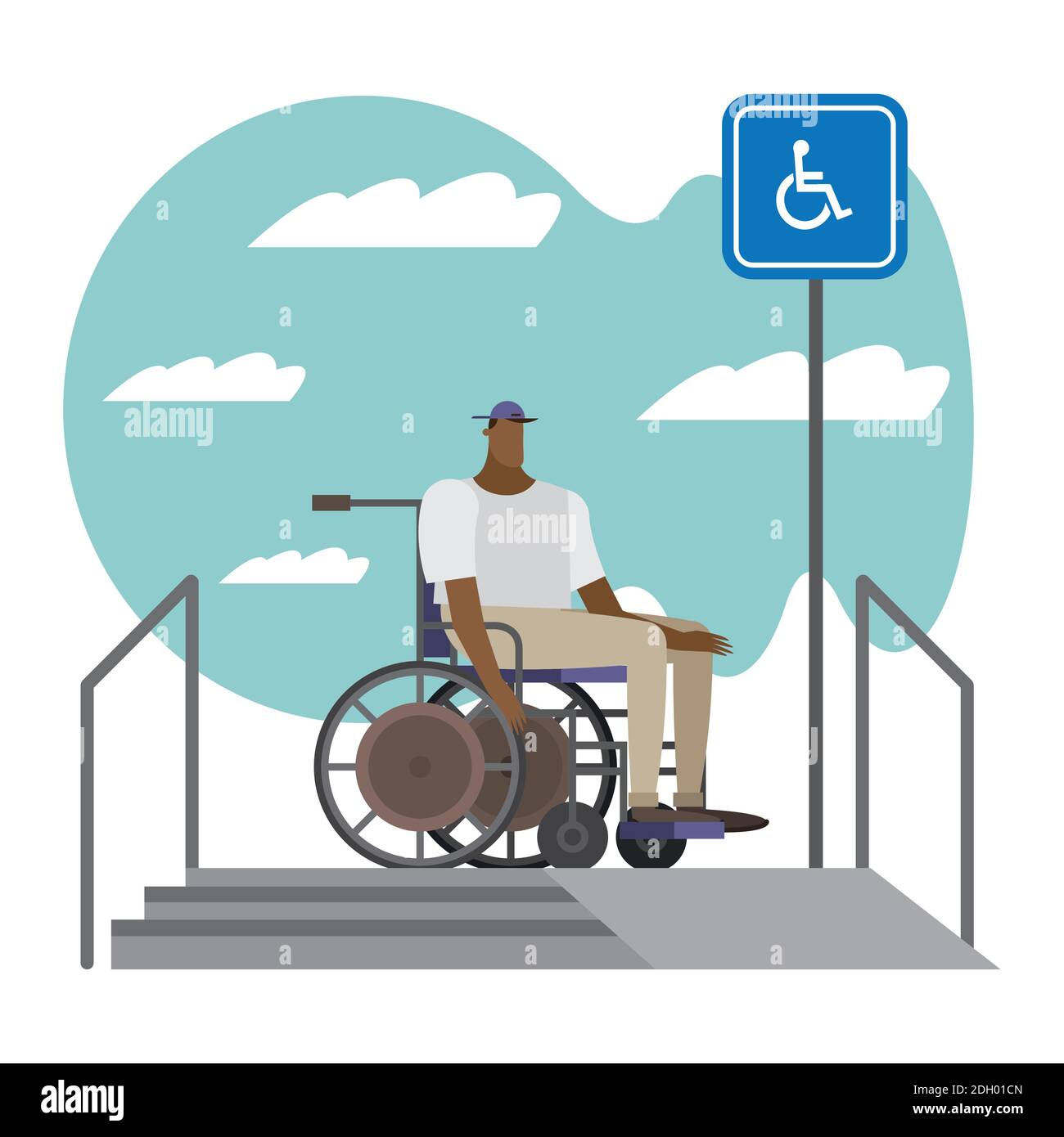 afro man in wheelchair disable person character vector illustration ...