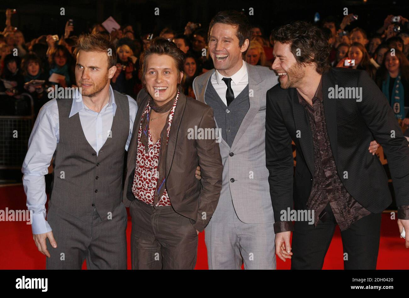 Boy band Take That arriving at the Brit Awards 2008, Earls Court ...