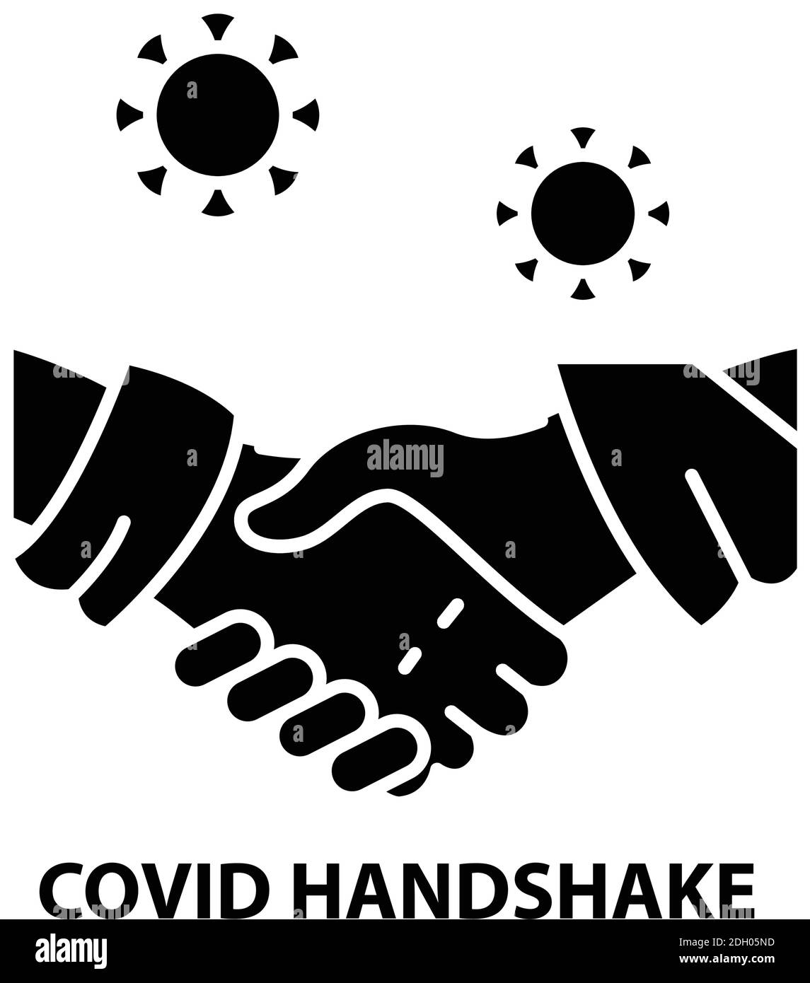 covid handshake icon, black vector sign with editable strokes, concept ...