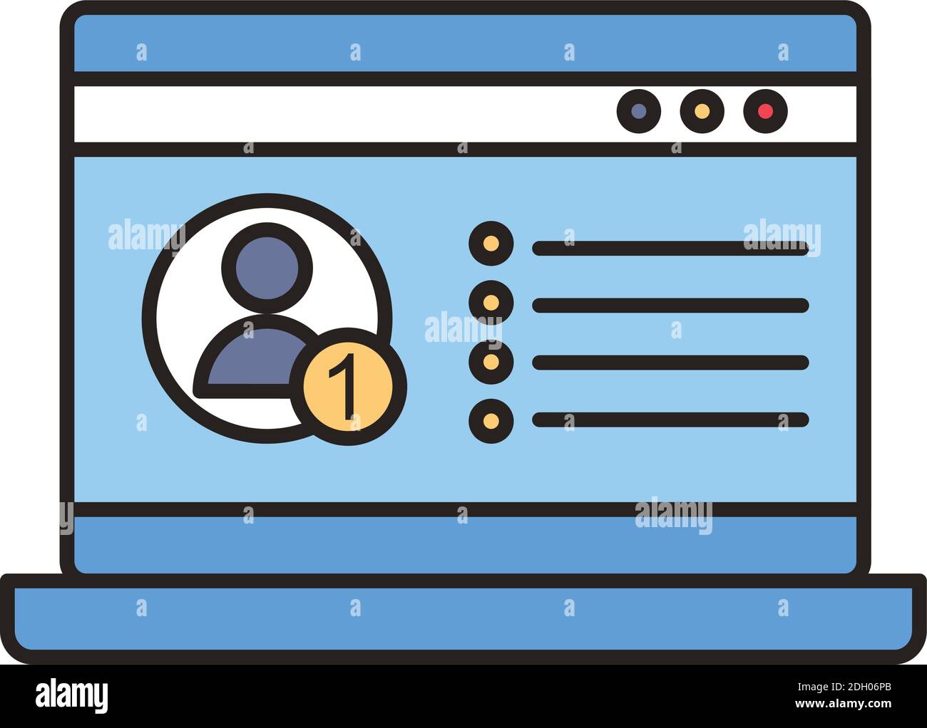 profile avatar in laptop line and fill style icon vector illustration ...