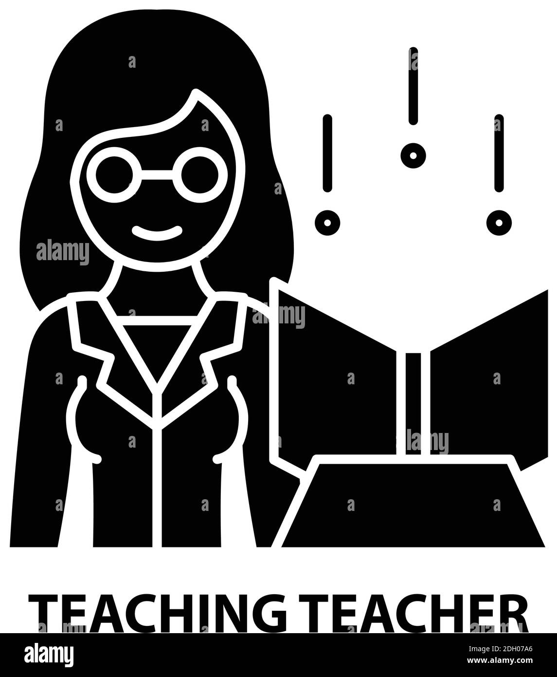 teaching teacher icon, black vector sign with editable strokes, concept ...