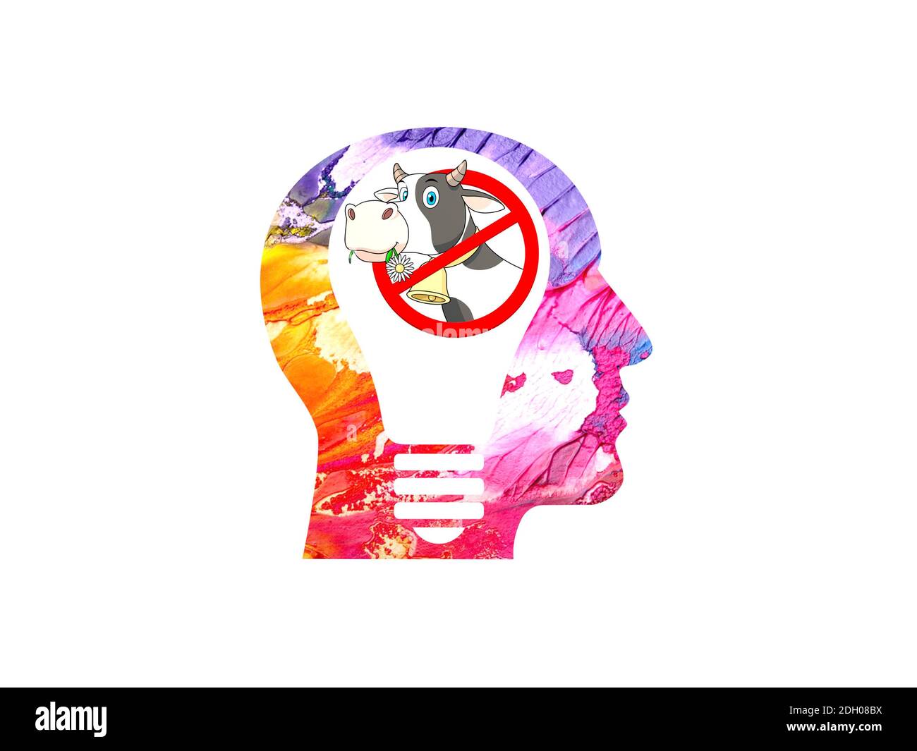 Stop eating meat on a white background - 3d rendering Stock Photo - Alamy