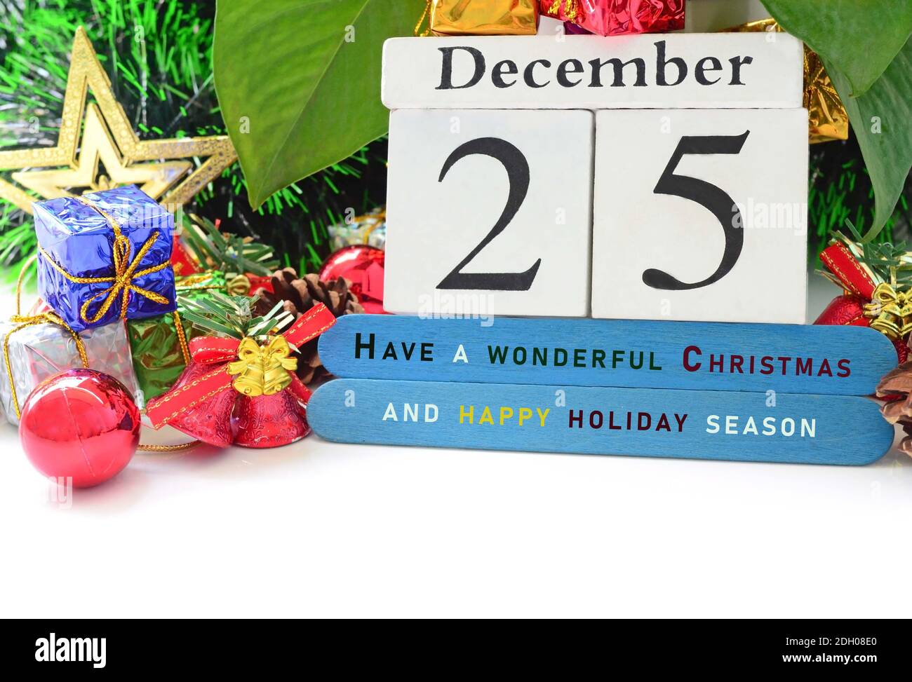 Image with text for Christmas greeting with cube blocks date 25th ...