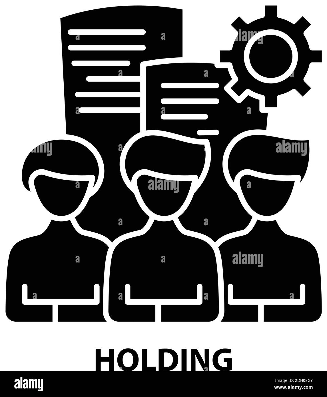 holding icon, black vector sign with editable strokes, concept ...