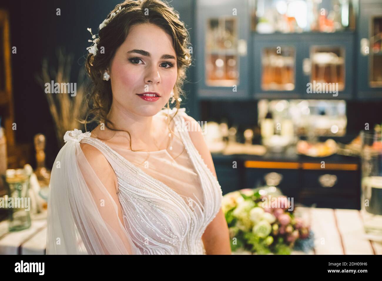 Attractive young bride before wedding ceremony. Bride's Preparations ...