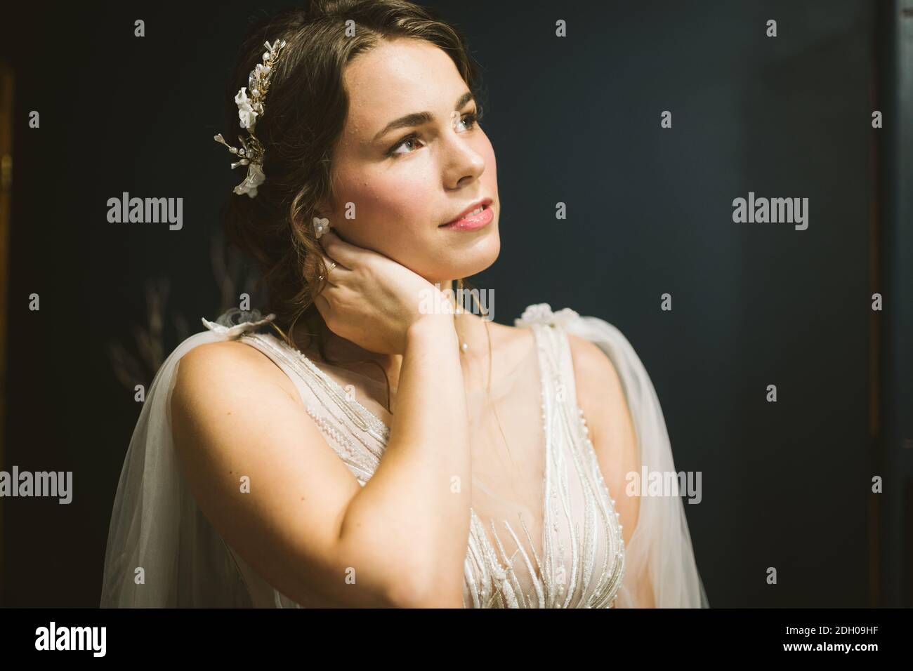 Attractive young bride before wedding ceremony. Bride's Preparations ...