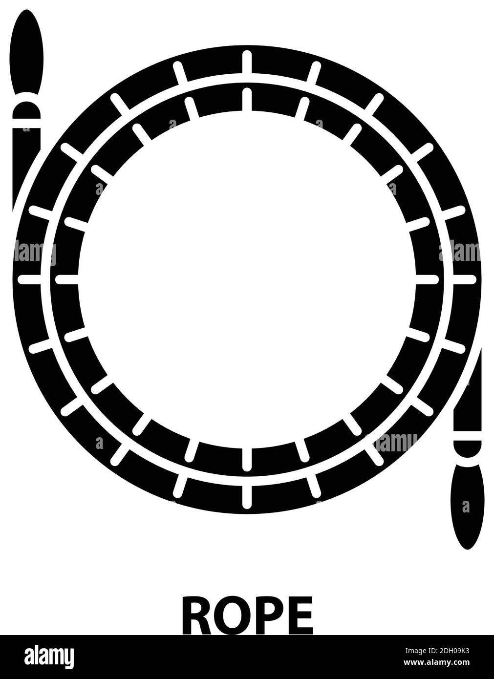 rope icon, black vector sign with editable strokes, concept ...