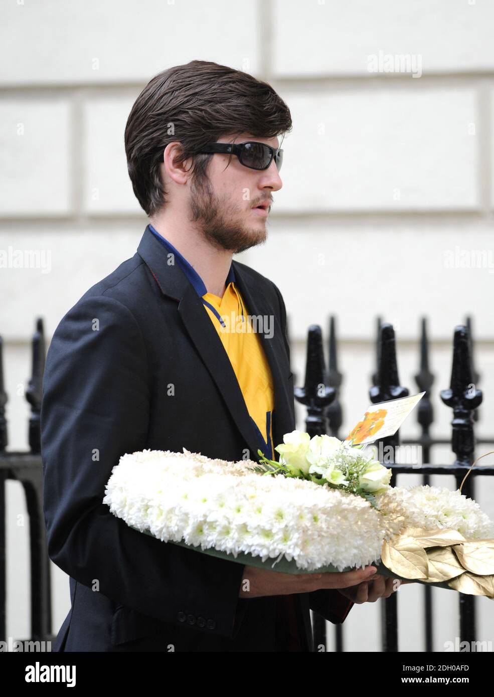 Ex-Eastenders actor James Alexandrou at the funeral of Ben Kinsella, at ...