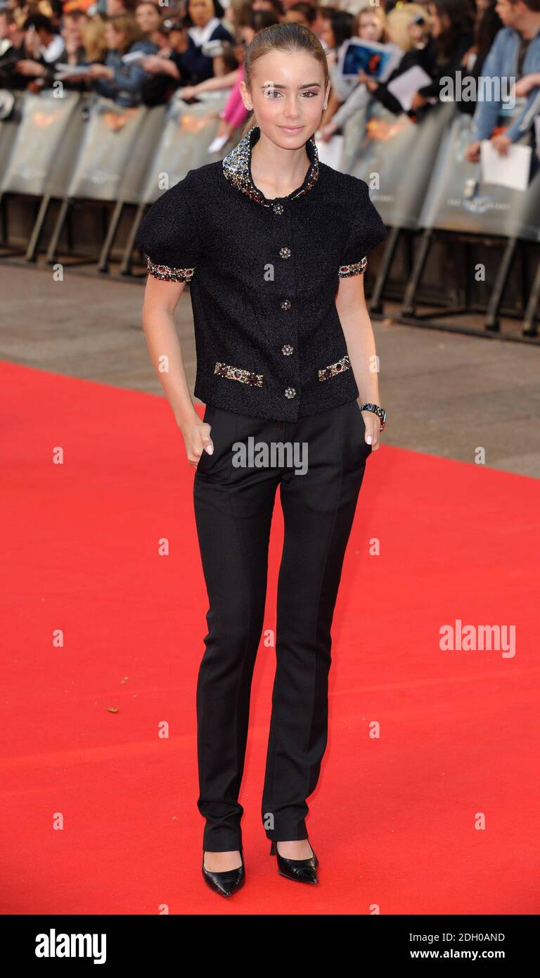 Lily Collins arriving at the European Premiere of The Dark Knight, the ...