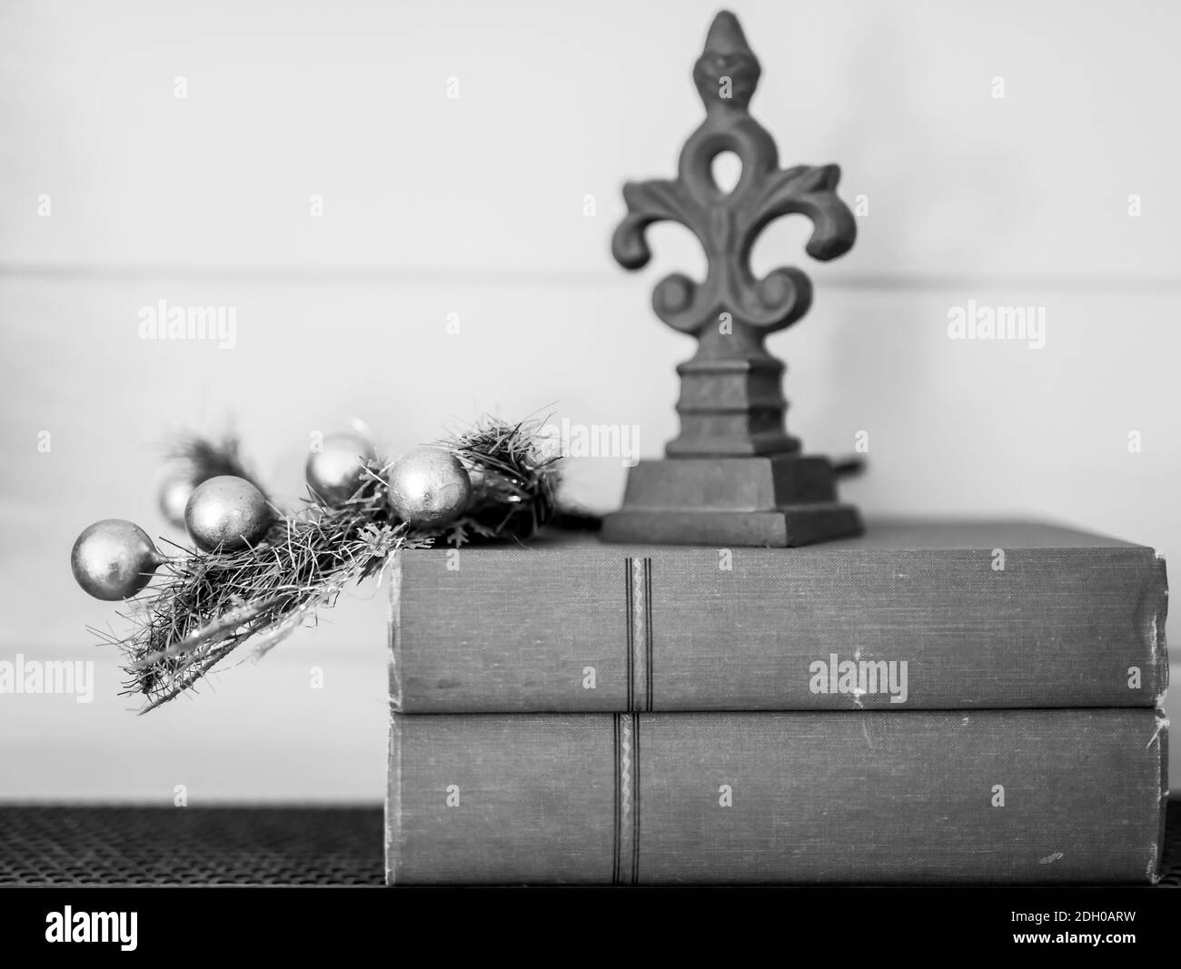 Christmas festive ornaments decorations Black and White Stock Photos ...