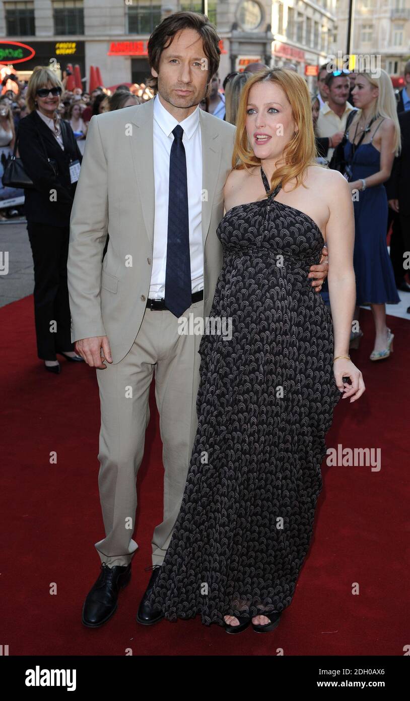 Gillian Anderson and David Duchovny arriving at the UK Film Premiere of The X Files: I Want To ...