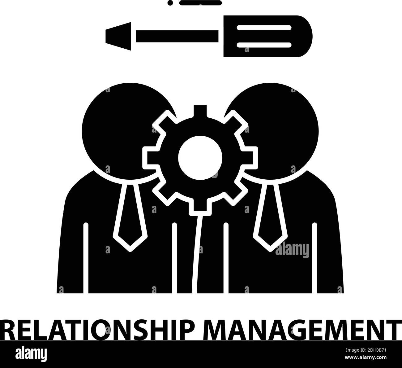 relationship management icon, black vector sign with editable strokes ...