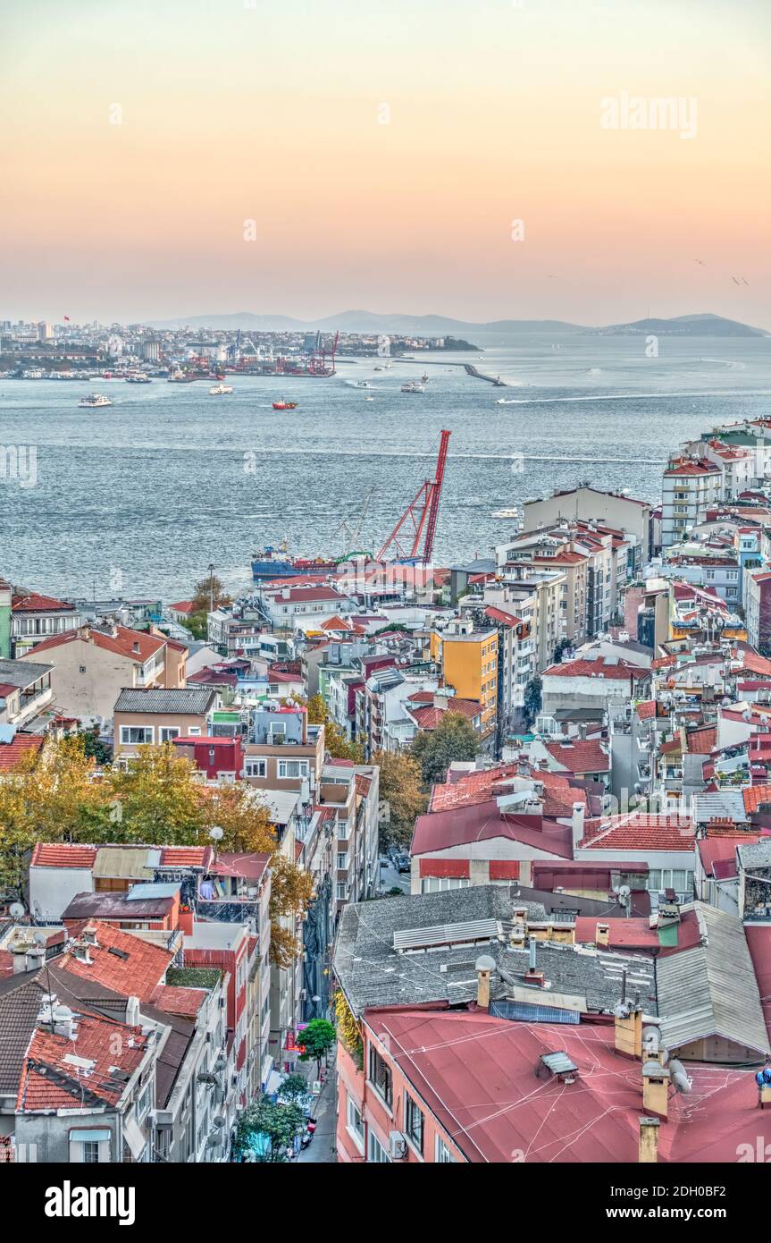 Istanbul and the Bosphorus cityscape, HDR Image Stock Photo - Alamy