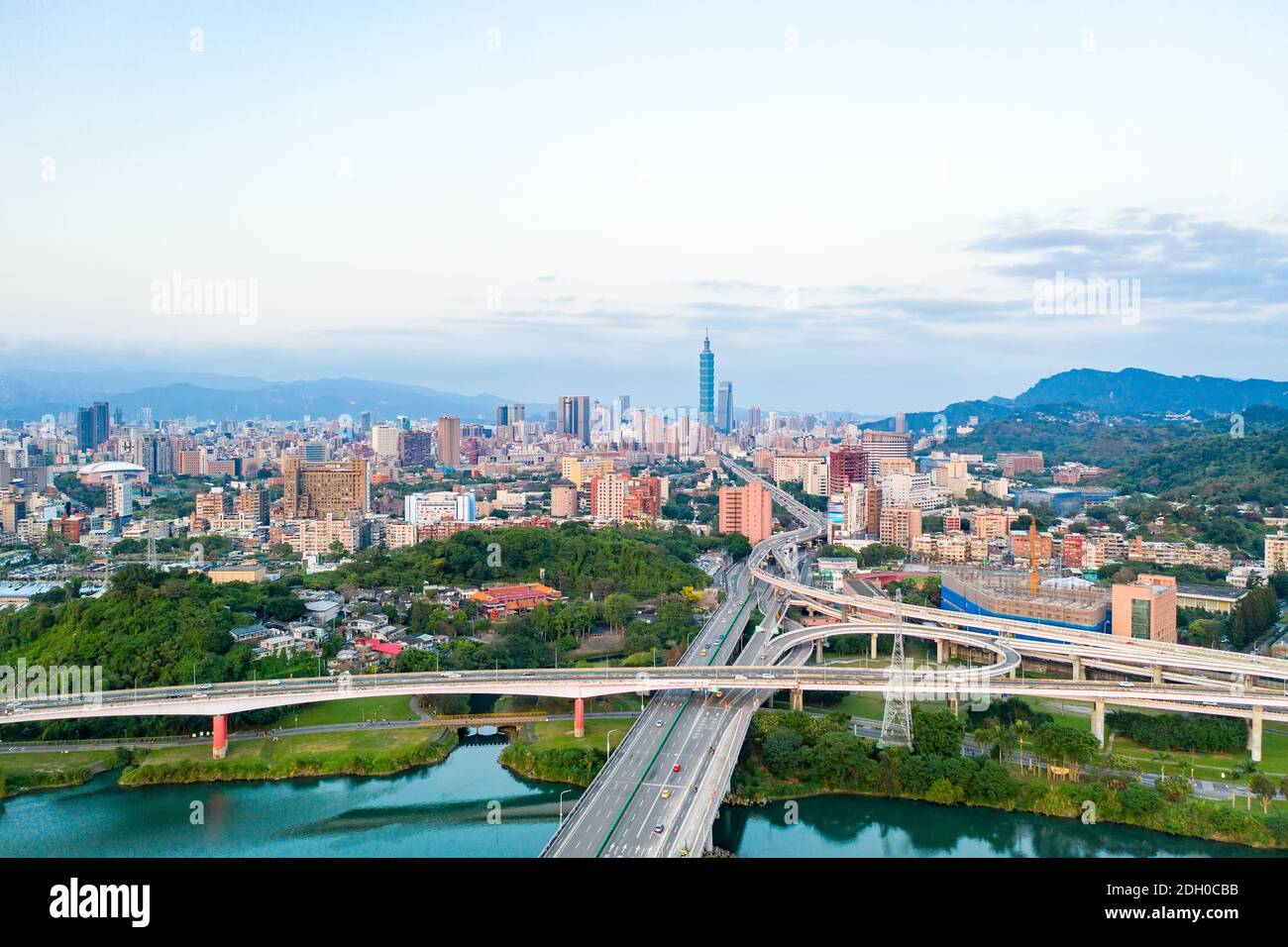 Taipei City Aerial View - Asia business concept image, panoramic modern ...