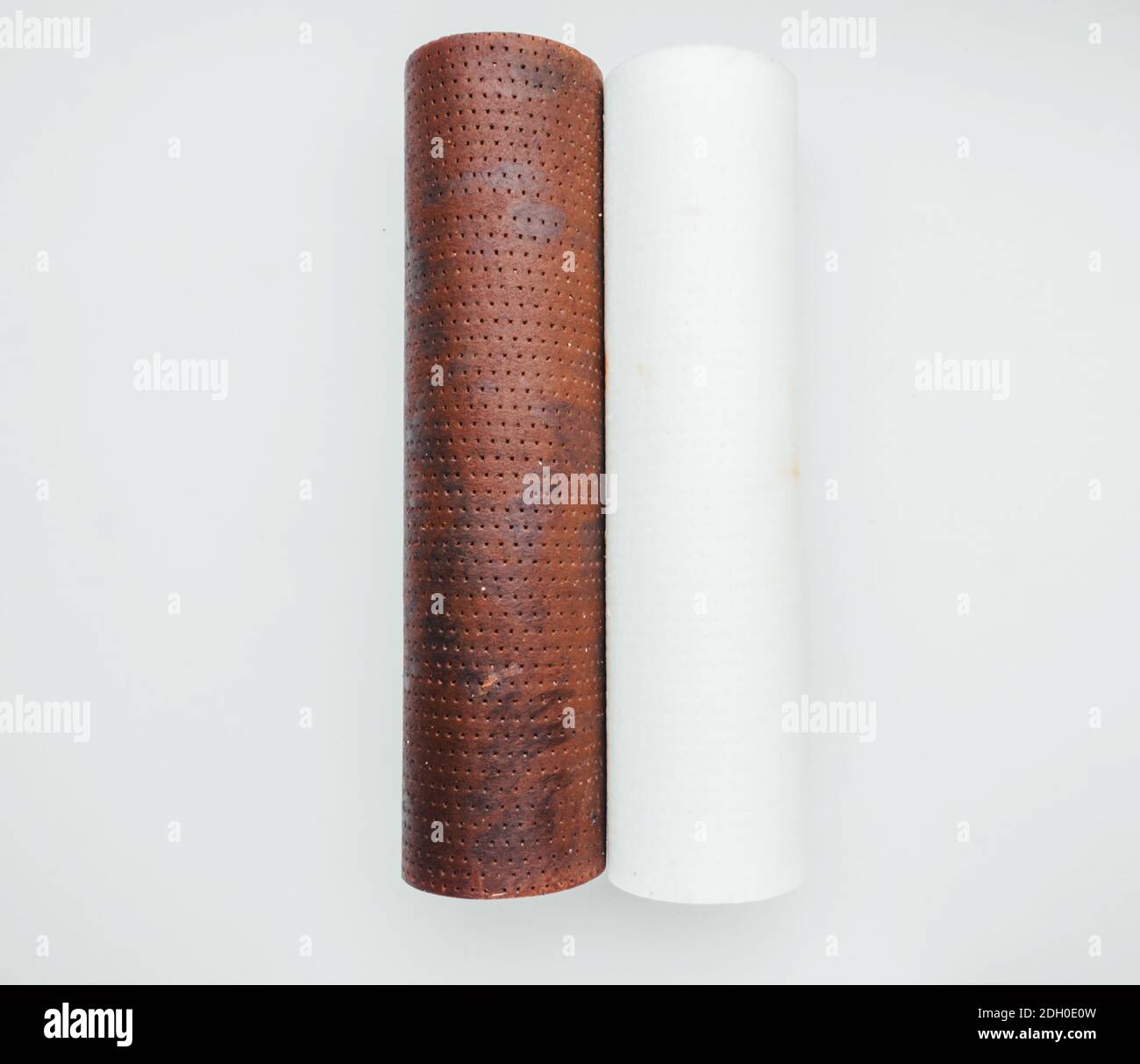 Water filter cartridges new and used with rusty brown coloring. Clean ...