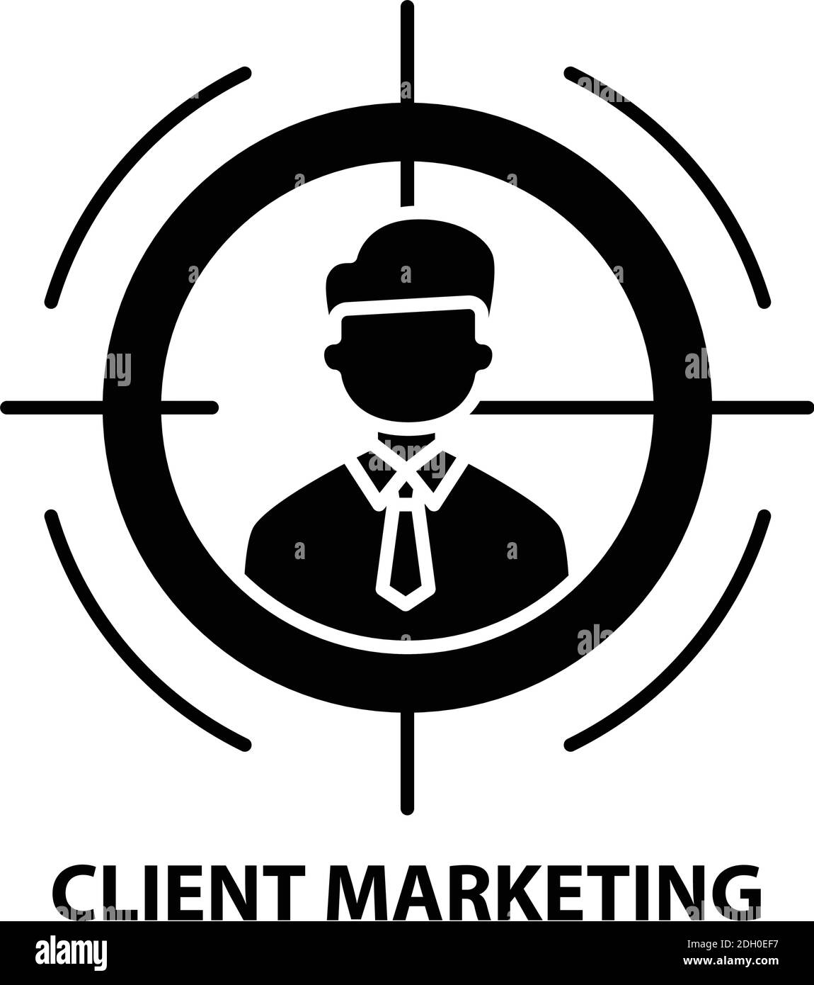 client marketing icon, black vector sign with editable strokes, concept ...