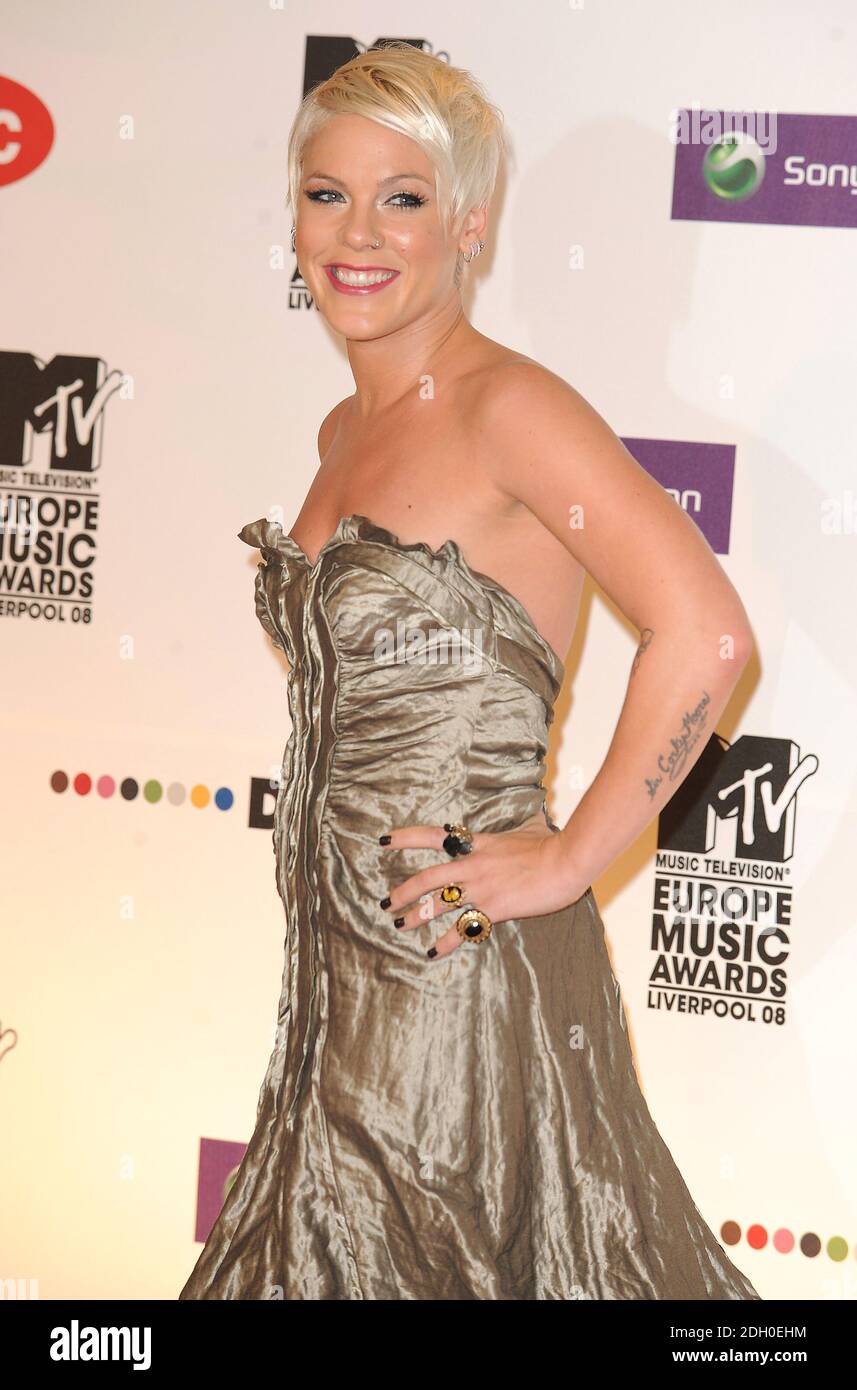 Pink arriving at the MTV Europe Music Video Awards, Liverpool Stock ...