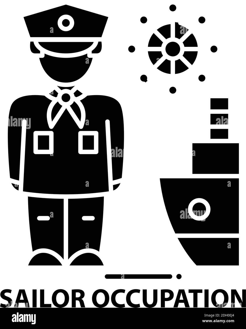 sailor occupation icon, black vector sign with editable strokes, concept illustration Stock ...