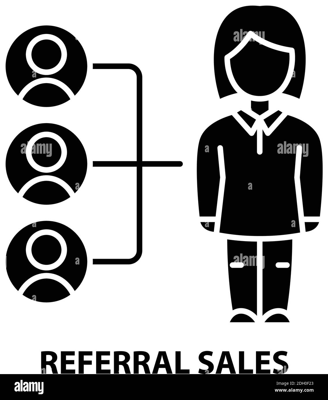 referral sales icon, black vector sign with editable strokes, concept ...