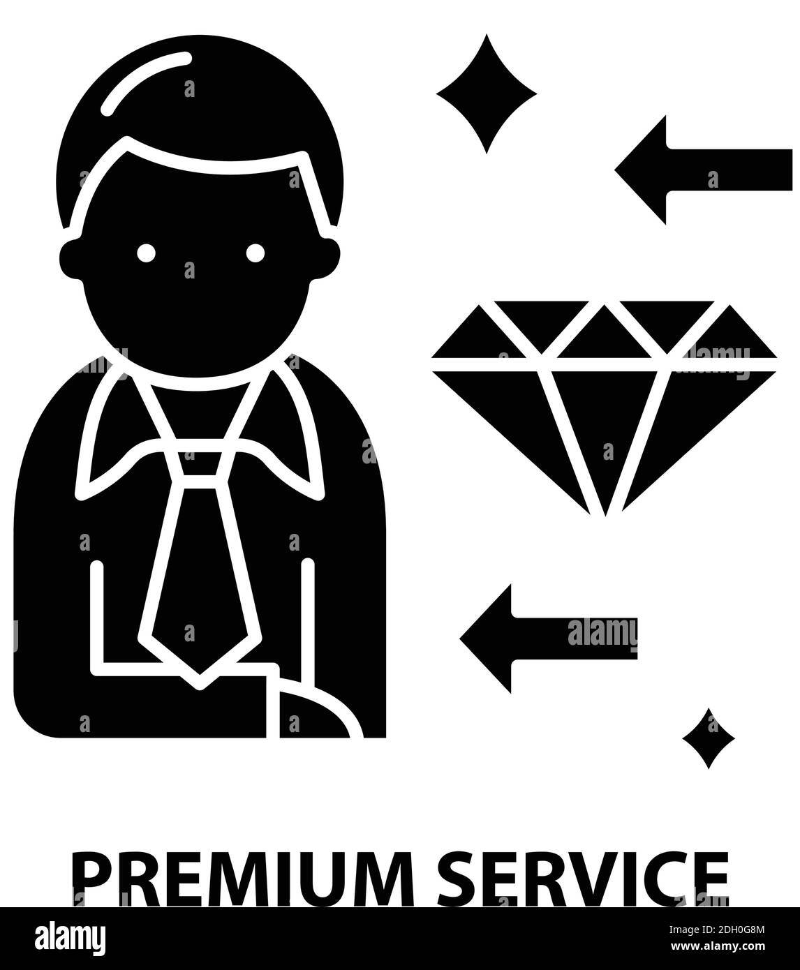 premium service symbol icon, black vector sign with editable strokes ...