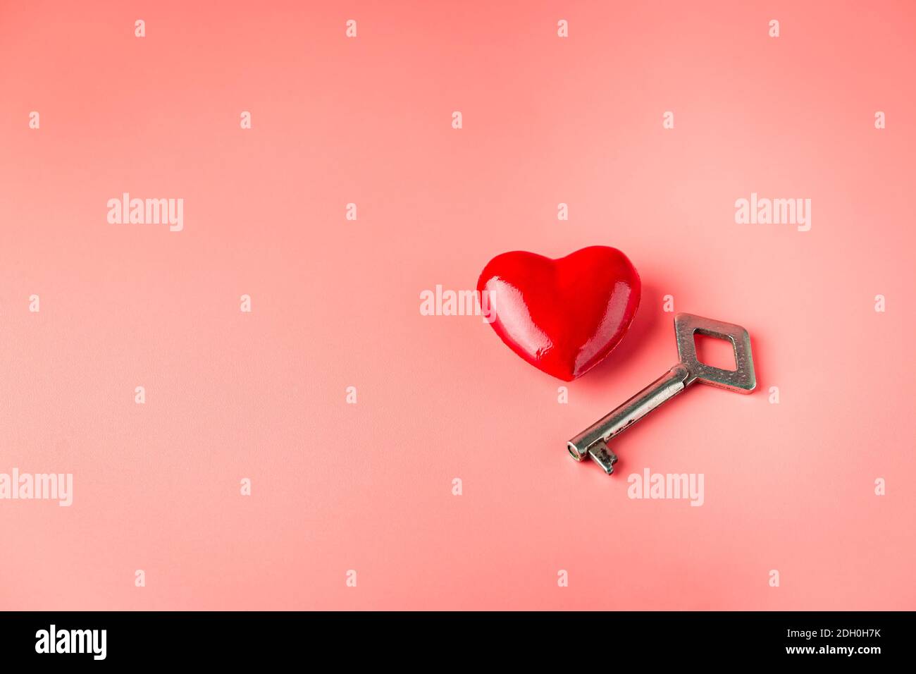 Key with a heart as a symbol of love. Valentines day background ...