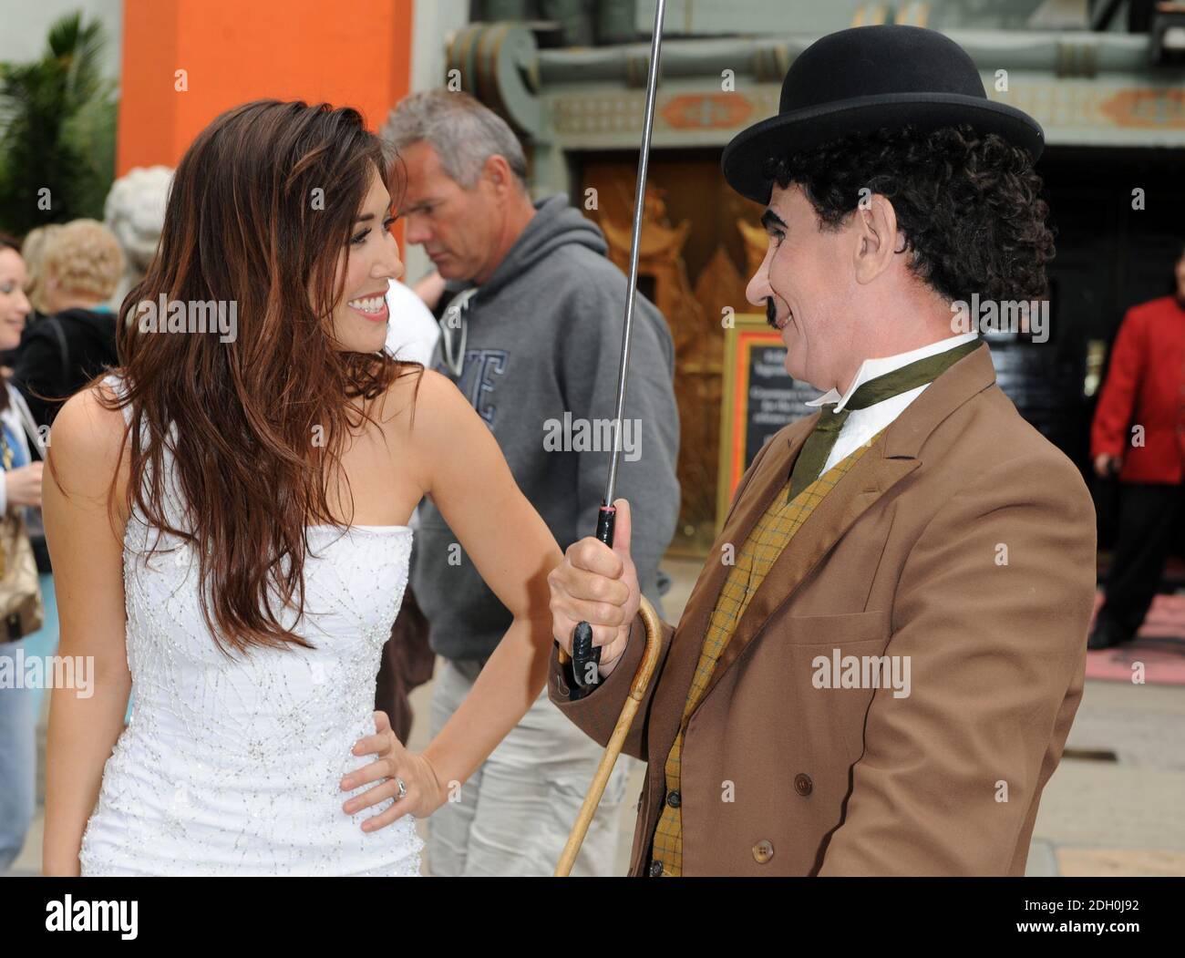 Myleene Klass a Charlie Chaplin look a like's on Hollywood Boulevard to ...