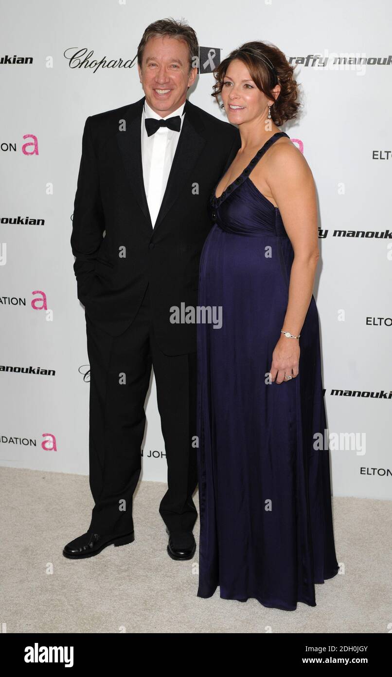 Tim Allen and wife arriving at the 17th Annual Elton John AIDS ...