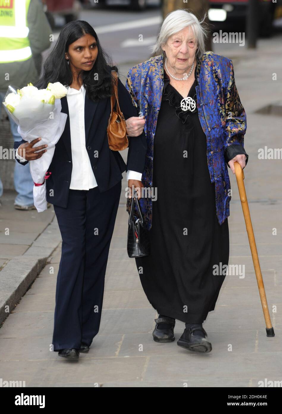 Anna Wing attends the funeral of Wendy Richard at St Marylebone Parish ...