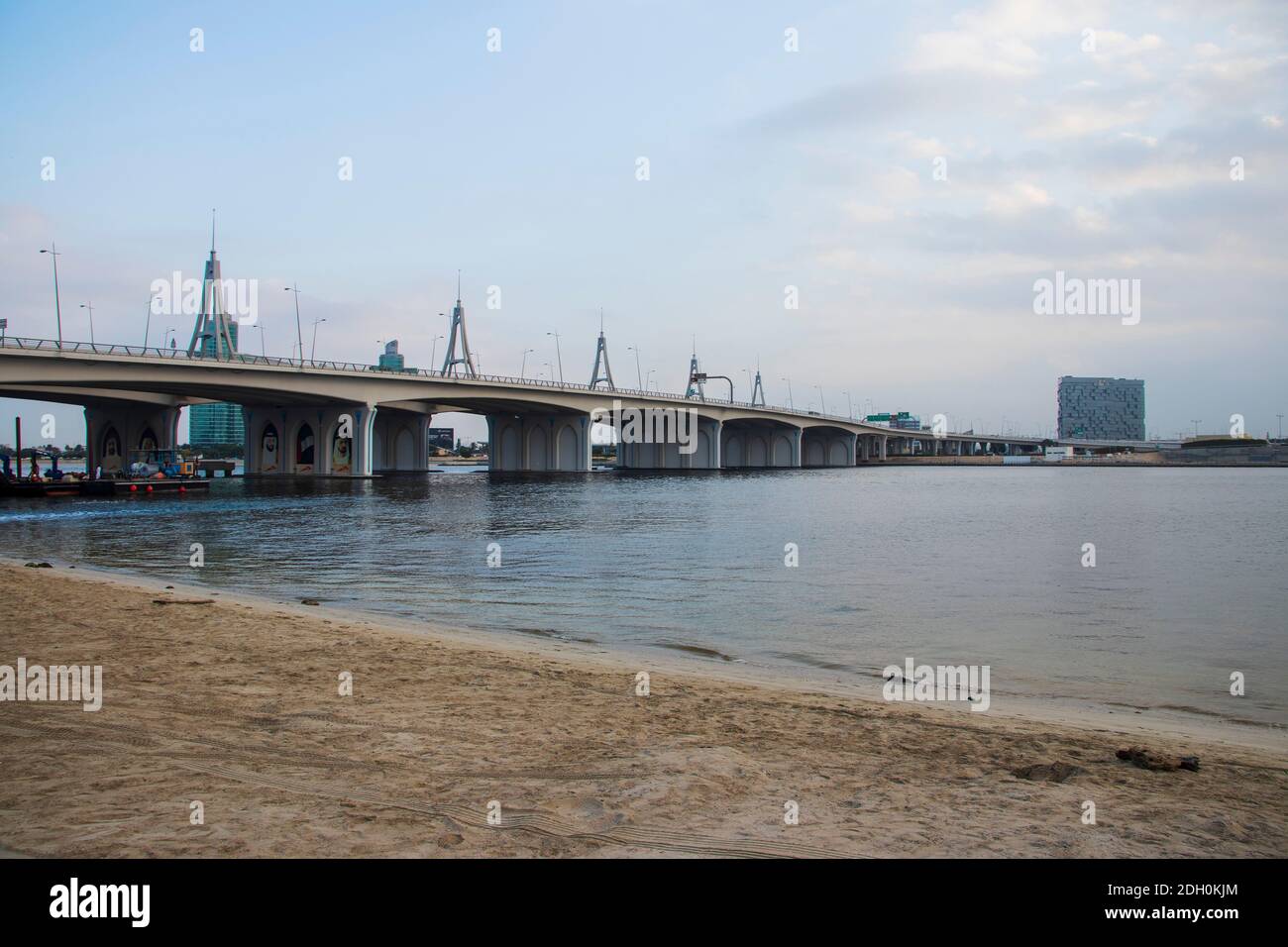 View of a bridge known as Business Bay bridge in Dubai, UAE Stock Photo ...