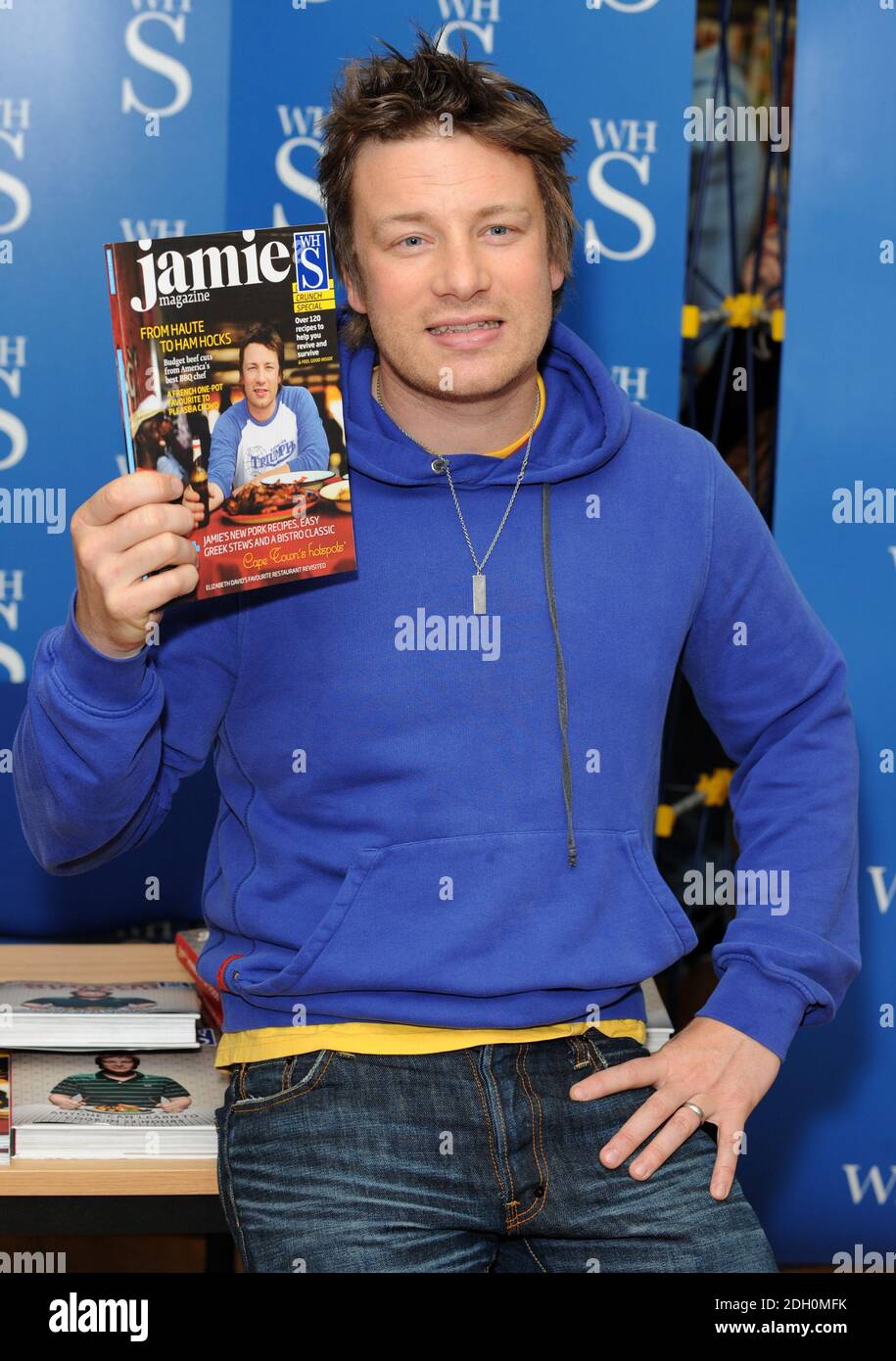 Jamie Oliver signs copies of his monthly magazine 'Jamie' at WH Smiths ...