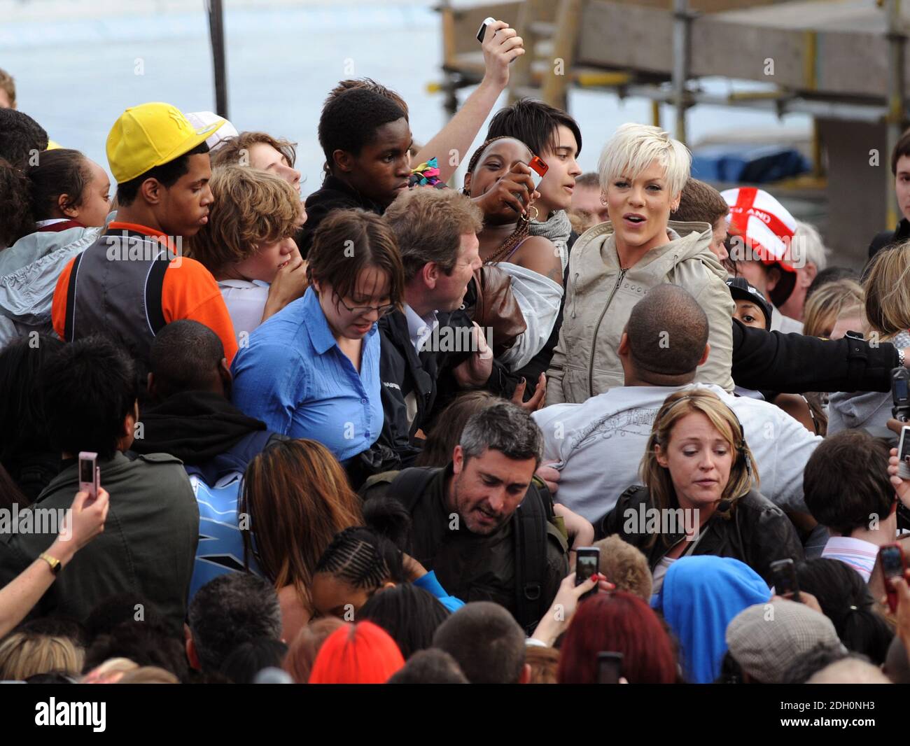 Pink takes part in the filming of the new T Mobile advert, leading a ...