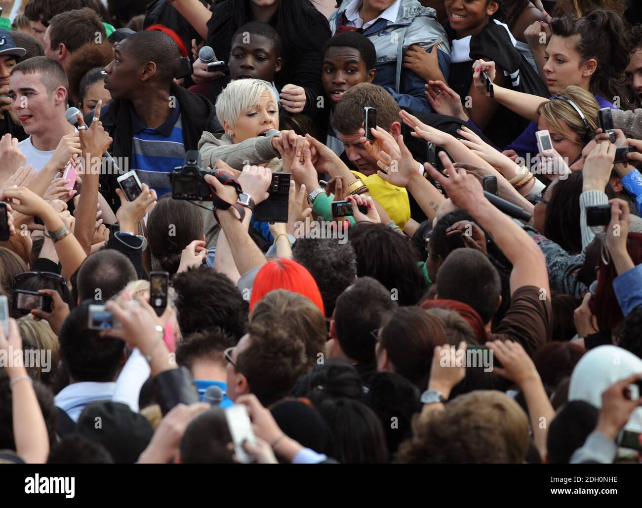 Pink takes part in the filming of the new T Mobile advert, leading a ...
