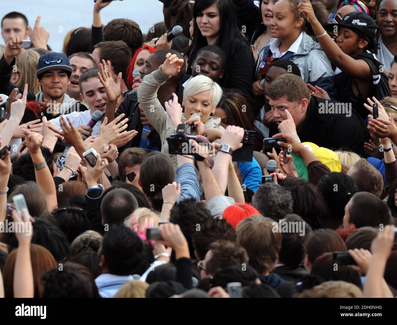 Pink takes part in the filming of the new T Mobile advert, leading a ...