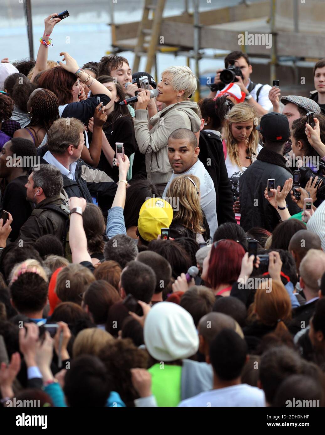 Pink takes part in the filming of the new T Mobile advert, leading a ...