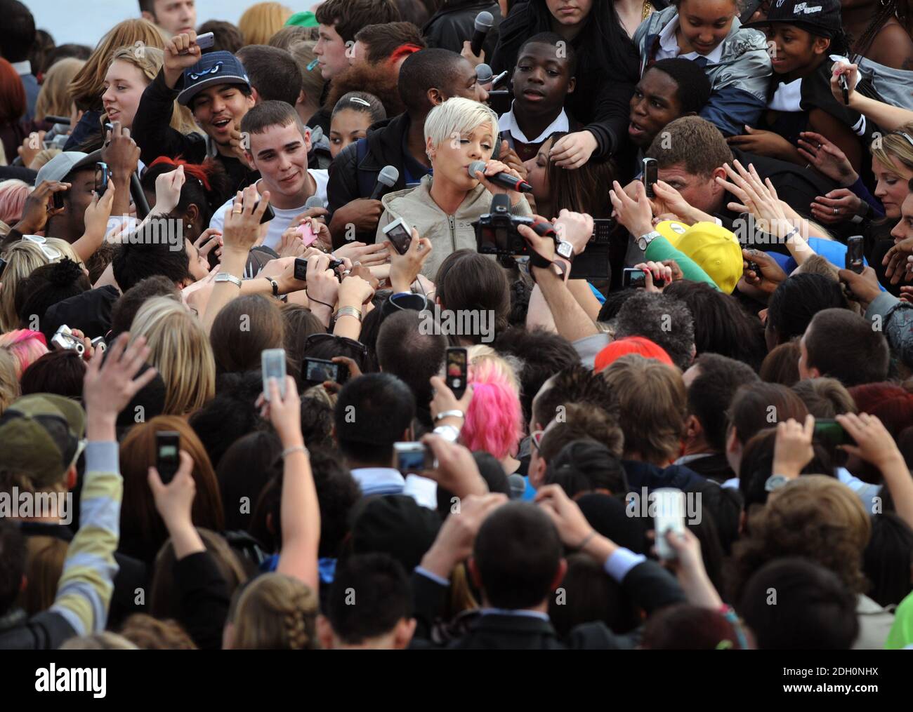 Pink takes part in the filming of the new T Mobile advert, leading a ...