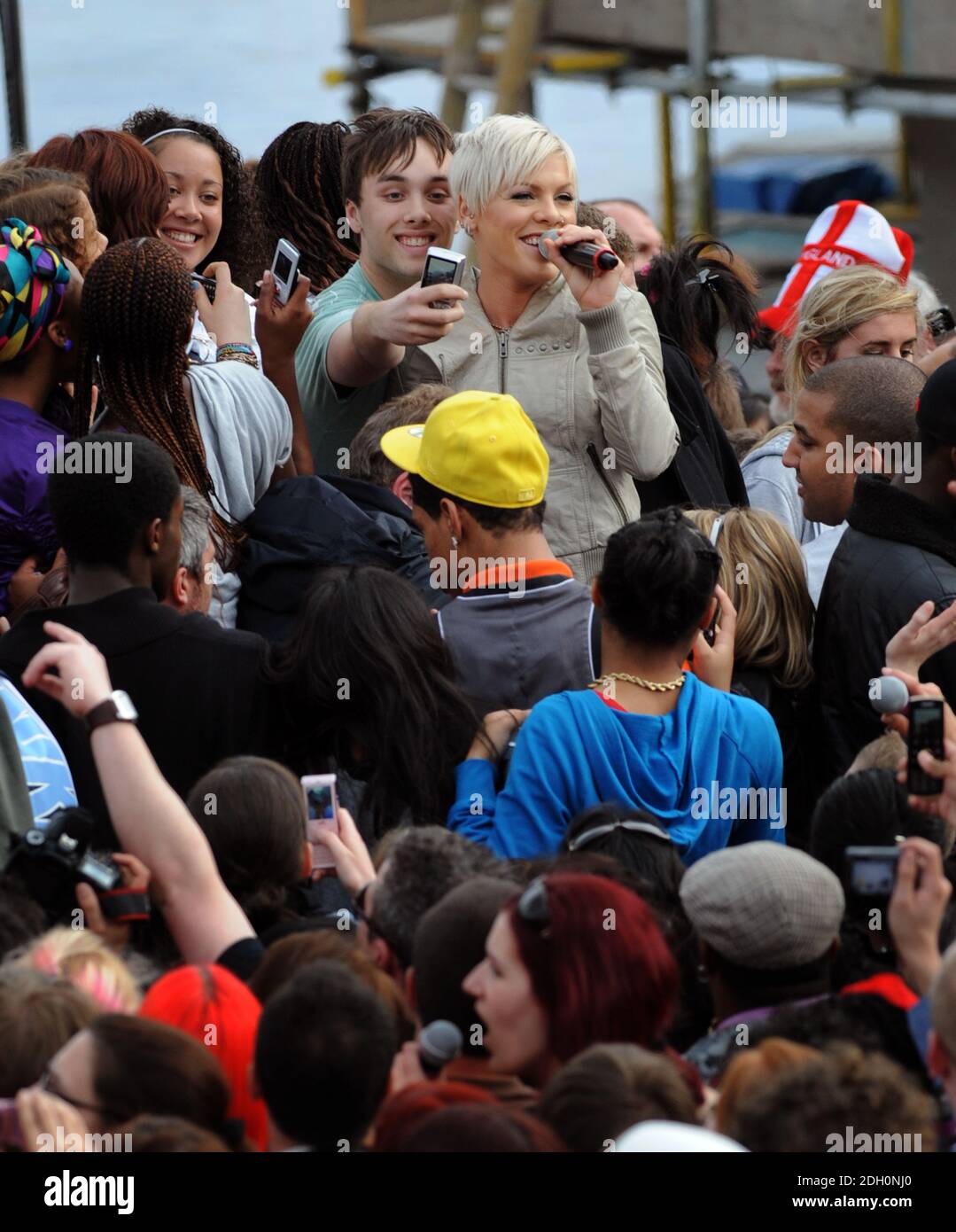 Pink takes part in the filming of the new T Mobile advert, leading a ...