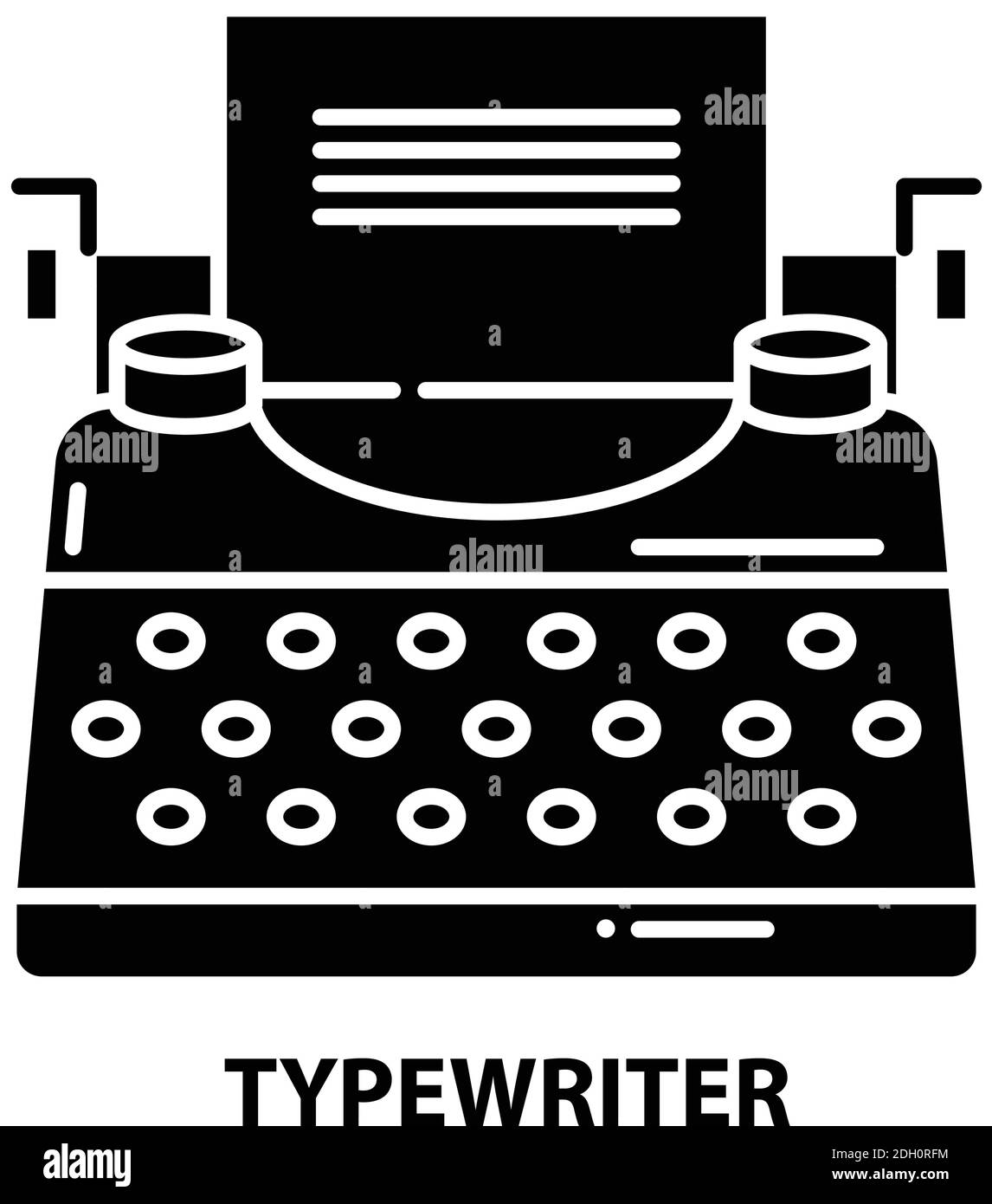 typewriter icon, black vector sign with editable strokes, concept ...