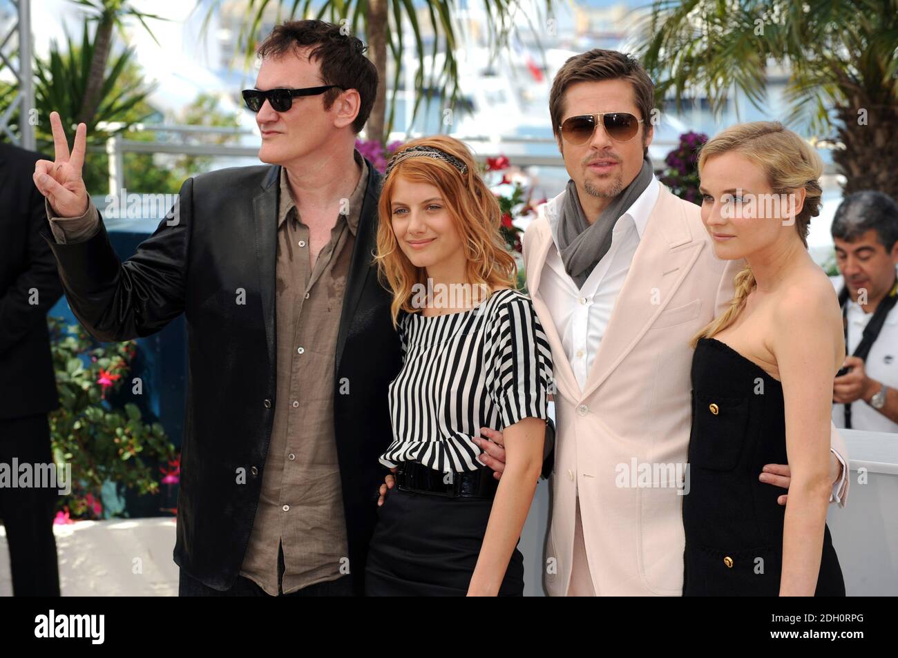 (right to left) Quentin Tarantino, Melanie Laurent, Brad Pitt and Diane Kruger attend a ...