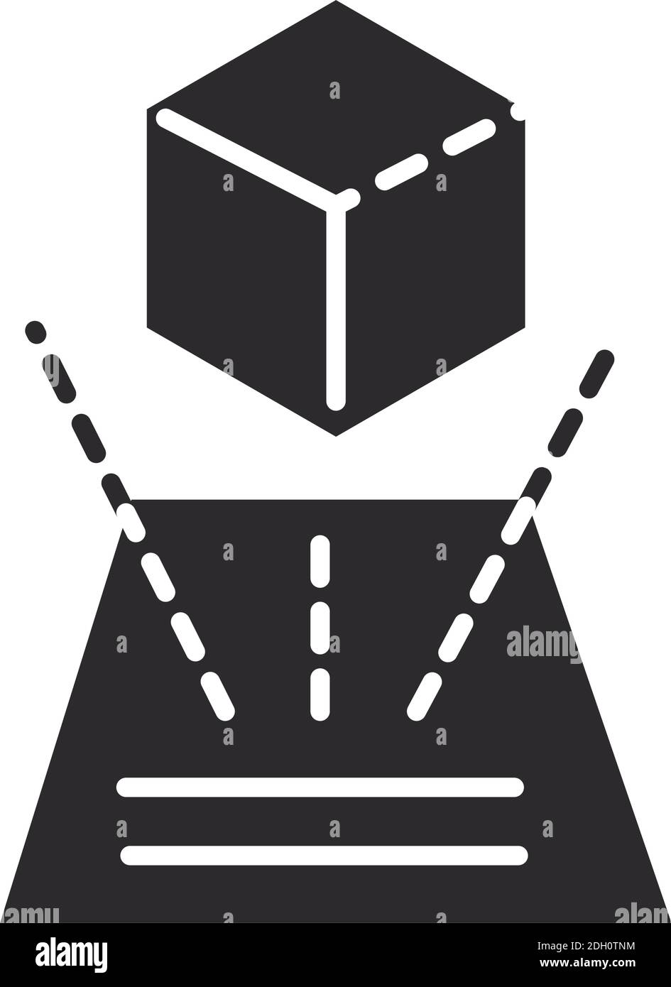 augmented reality phone with cube projection vector illustration ...