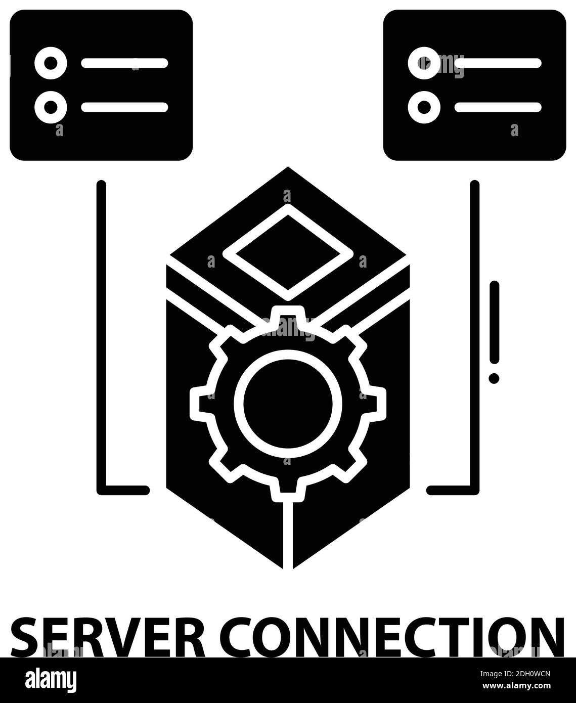 server connection icon, black vector sign with editable strokes ...