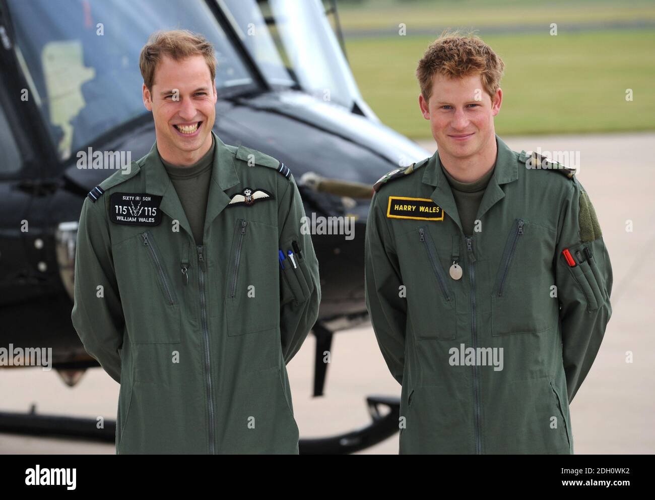 Princes William and Harry during a photocall at their military ...