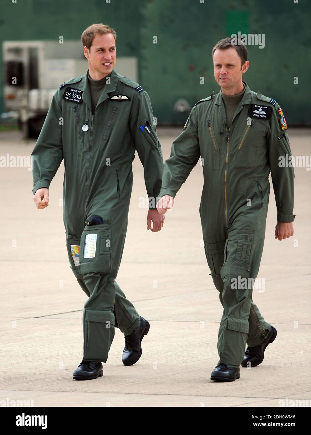 Princes William with instructor Craig Finch during a photocall at their ...